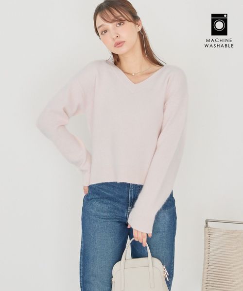 【先行予約/洗える】アンゴラショートVネックニット | [公式]アンデミュウ（Andemiu）通販