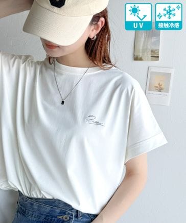 着るUV！ひんやりバックファスナードルマンスリーブ胸刺繍半袖トップスce1260389 | [公式]Classical Elf（クラシカルエルフ）通販