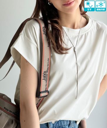 ラウンドネックサイドZIP半袖カットソー（接触冷感・遮熱・UVカット機能素材）ce1260390 | [公式]Classical Elf（クラシカルエルフ）通販